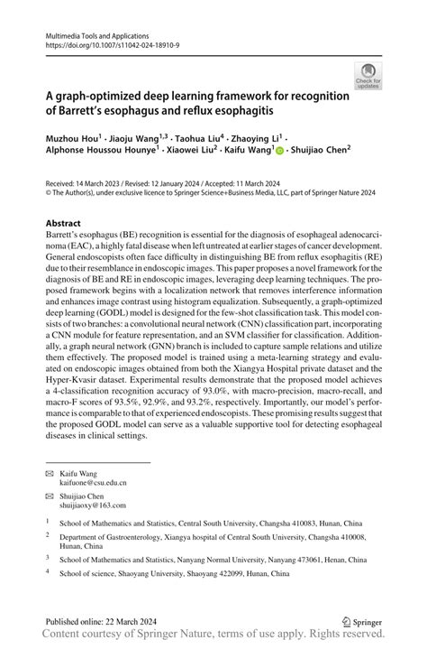 A Graph Optimized Deep Learning Framework For Recognition Of Barretts Esophagus And Reflux