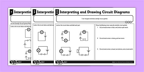 Editable Drawing Circuit Symbols Worksheet Twinkl