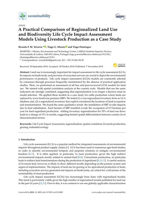 Pdf A Practical Comparison Of Regionalized Land Use And Biodiversity Life Cycle Impact