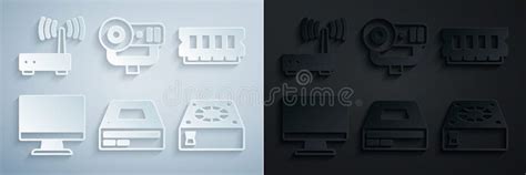 Set Optical Disc Drive Ram Random Access Memory Computer Monitor Screen Cooler Web Camera