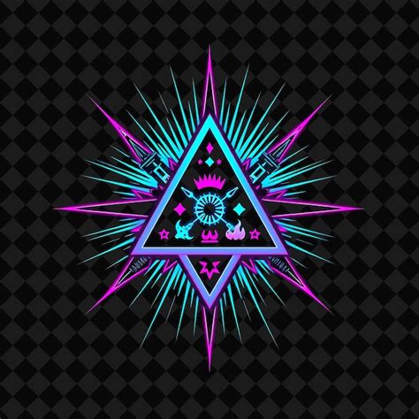 Radiating Neon Burst Framing A Triangular Badge With Sharp Spiked Corners Inside Shows Crossed