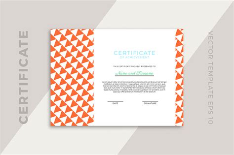 트렌디 한 디자인의 감사 수평 모형의 인증서 창조적 인 기하학적 패턴으로 졸업 또는 코스 완료를위한 현대 비즈니스 디플로마 템플릿 간단한 벡터 배경 Eps 10 감사장에