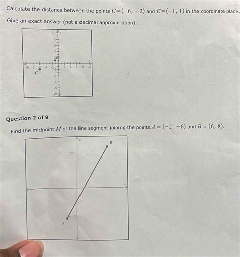 Solved Calculate The Distance Between The Points C 6 2 And E 11 In The Coordinate Plane