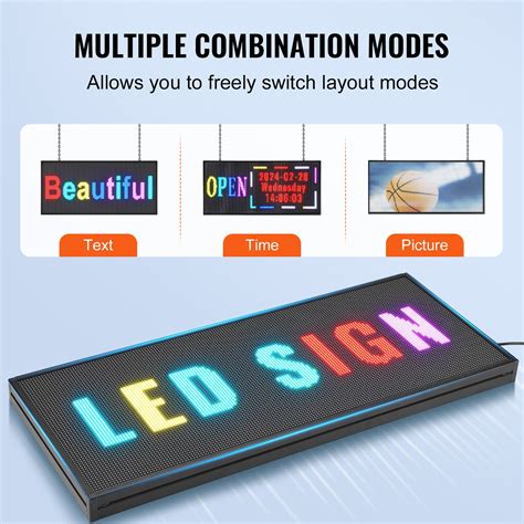 Vevor Programmable Led Sign P5 Full Color Led Scrolling Panel Diy