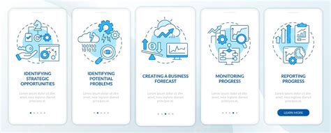 Mobile App Onboarding Screen Displaying Blue Business Analyst Duties Vector Kpi Infographic