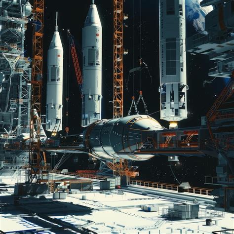 Premium Photo Spacecraft Under Construction In Orbit Surrounded By Cranes And Support Structures