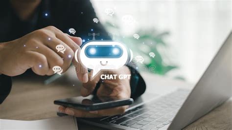 Chatgpt Chat With Ai Or Artificial Intelligence Man Chatting With A Smart Ai Or Artificial