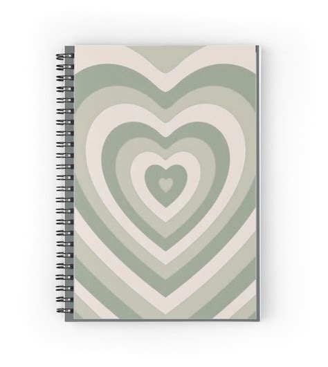 Cute Retro Aesthetic Mint Green And Sage Heart Spiral Notebook By Bestsellingart Cute Spiral