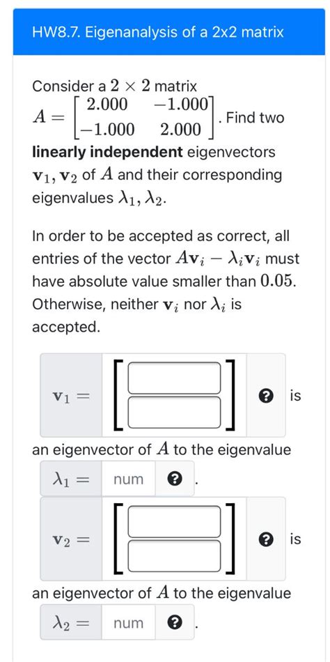 Solved Hw8 7 Eigenanalysis Of A 2x2 Matrix Consider A 2 X 2