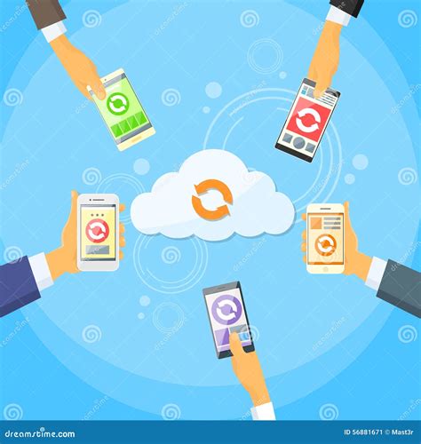 Smart Cell Phone Cloud Data Share Online Internet Stock Vector Illustration Of Business