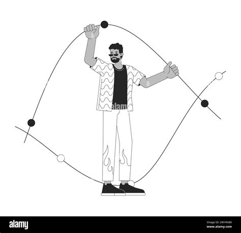Black Man Holding Line Chart Black And White 2d Line Cartoon Character Stock Vector Image And Art