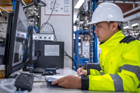 Premium Photo Inside The Large Industry Factory Female Computer