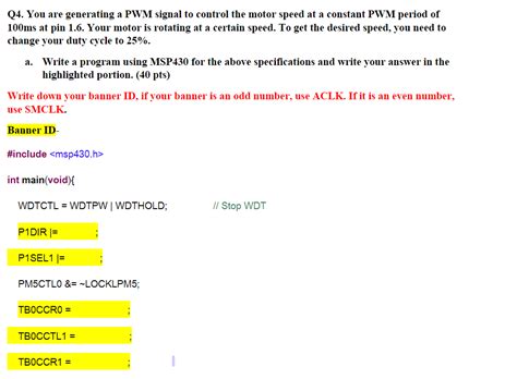 Solved Q You Are Generating A PWM Signal To Control The Chegg