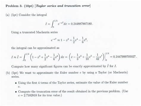 Solved Problem 3 10pt Taylor Series And Truncation