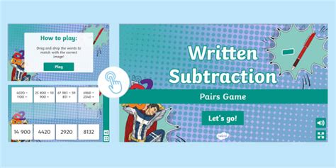 👉 Subtraction Arithmetic Interactive Maths Matching Game