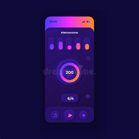 Metronome Application Tablet Interface Vector Template Mobile App Page