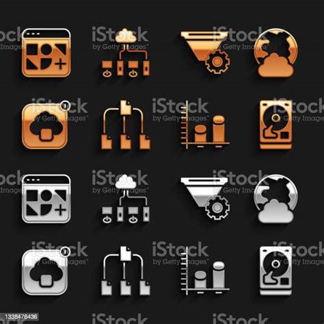 Set Folder Tree Social Network Hard Disk Drive Hdd Data Analysis Cloud Technology Data Transfer