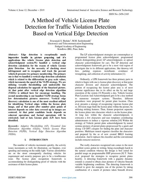 A Method Of Vehicle License Plate Detection For Traffic Violation Detection Based On Vertical