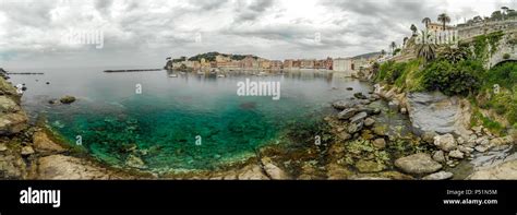 Aerial View Of Sestri Levante Town In Liguria Italy Scenic Mediterranean Riviera Coast