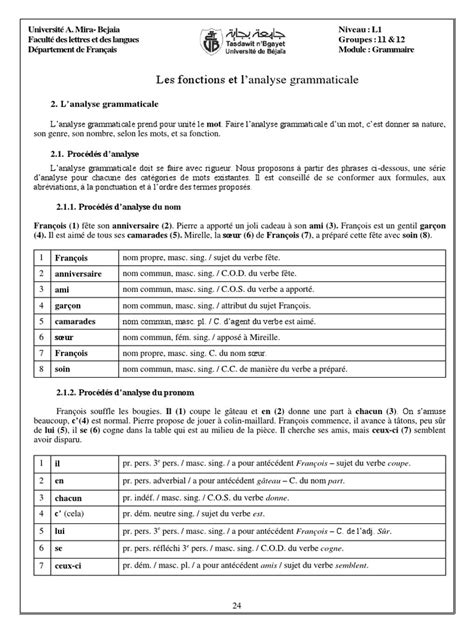 Lanalyse Grammaticale Pdf