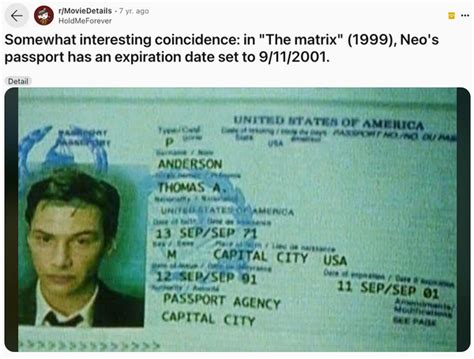 In The 1999 Film The Matrix Did Neos Passport Expire On Sept 11
