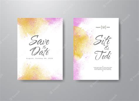 Premium Vector Wedding Invitation With Abstract Watercolor Background