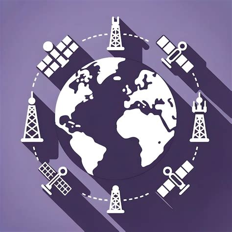 Premium Vector Globe With Satellites And Telecom Towers Vector Design