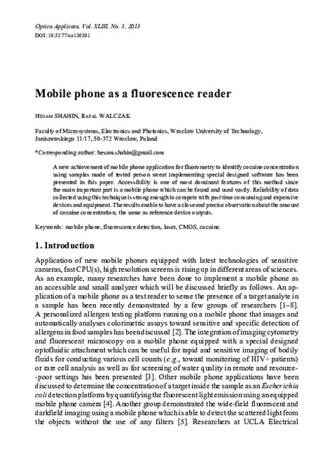 Pdf Mobile Phone As A Fluorescence Reader