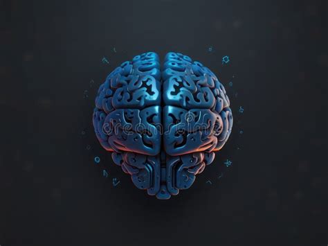 Futuristic 3d Brain With Glowing Neural Network And Digital Elements Stock Illustration
