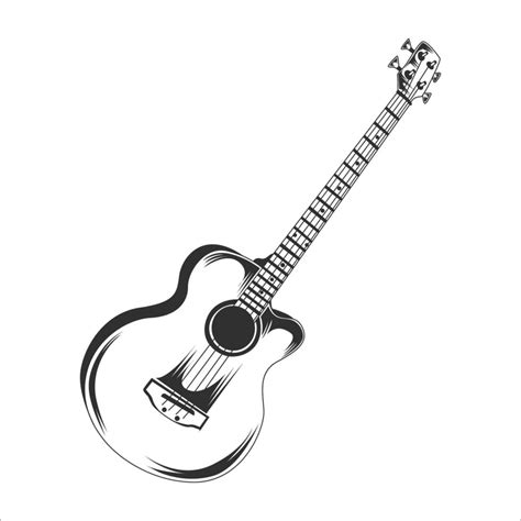 Retro Guitar Instrument Vector Vintage Guitar Instrument Illustration