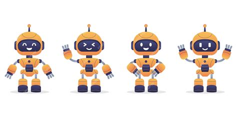 로 채팅 신경망 인공지능 서버 및 로 기술 귀여운 로 Ai 캐릭터 세트 프리미엄 벡터