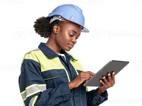 The Construction Worker Using Tablet Showcasing Integration Of Food And Technology In Modern