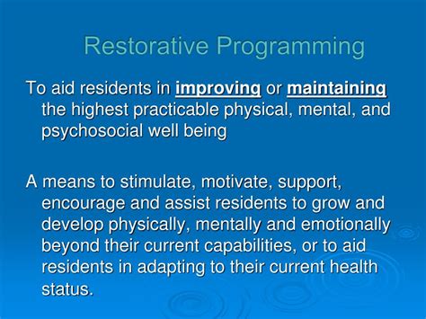 Ppt Maximizing Independence Through Restorative Programming