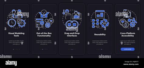 Low Code Platforms Features Night Mode Onboarding Mobile App Screen Stock Vector Image And Art Alamy