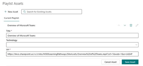 Edits To A Custom Categoryplaylistasset Within Microsoft 365 Learning