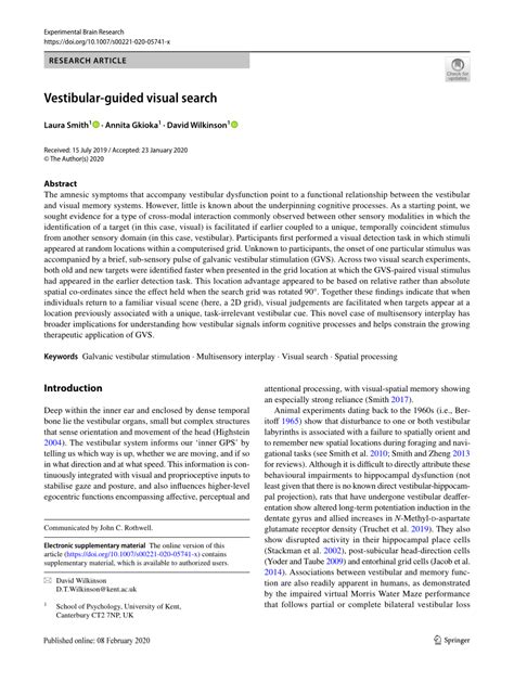 Pdf Vestibular Guided Visual Search
