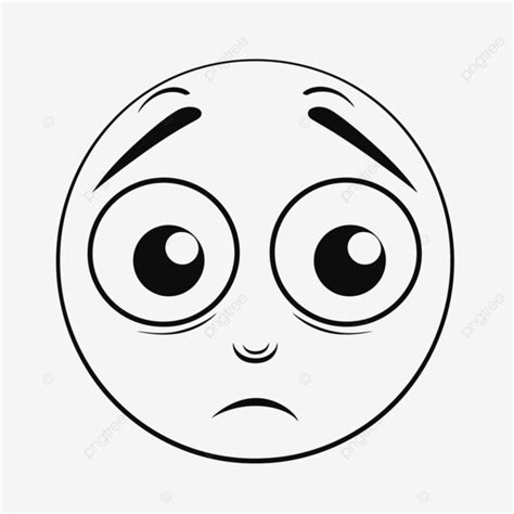거대한 둥근 눈 개요 스케치 드로잉을 가진 만화 얼굴 벡터 재미있는 얼굴 그리기 재미있는 얼굴 개요 재미있는 얼굴 스케치 Png 일러스트 및 벡터 에 대한 무료