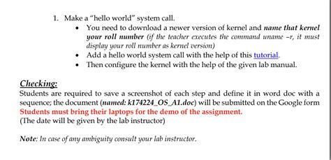 solved 1 make a hello world system call you need to