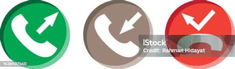 전화 단추 팩의 아이콘 세트는 발신 전화의 경우 녹색 수신 전화의 경우 회색 부재 중 전화의 경우 빨간색입니다 0명에 대한 스톡 벡터 아트 및 기타 이미지 Istock