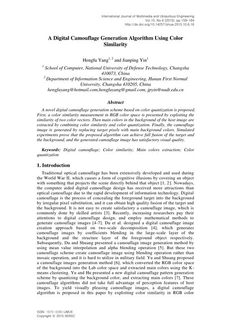 Pdf A Digital Camouflage Generation Algorithm Using Color Similarity