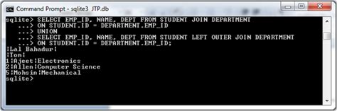 SQLite Union运算符 极客笔记