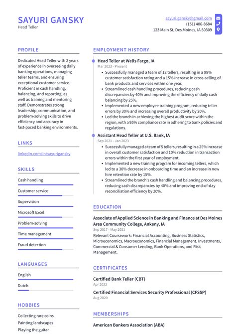 Top 16 Head Teller Resume Objective Examples Resumecat