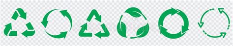 Green Eco Symbol Vector Set Recycle Arrows Heart Leaf Icons For Environmental Awareness