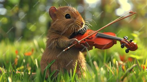 Premium Photo A Cute Mouse Is Playing The Violin In The Middle Of A