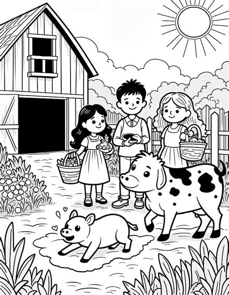 농부 소녀 색칠 페이지