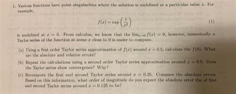 Solved 1 Various Functions Have Point Singularities Where