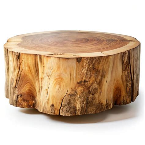 Tree Stump Coffee Table With Natural Wood Grain Stock Illustration