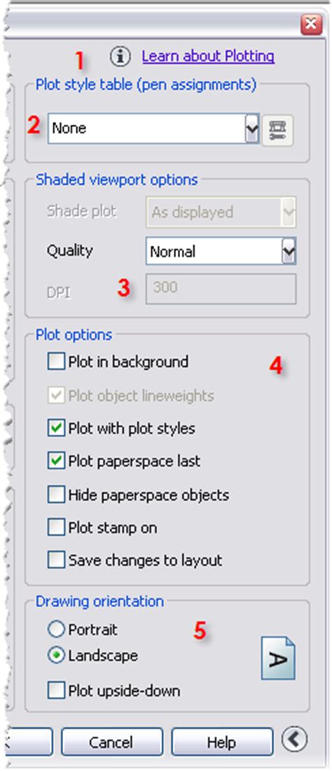 autocad plotting what is hidden beneath the plot dialogue arrow