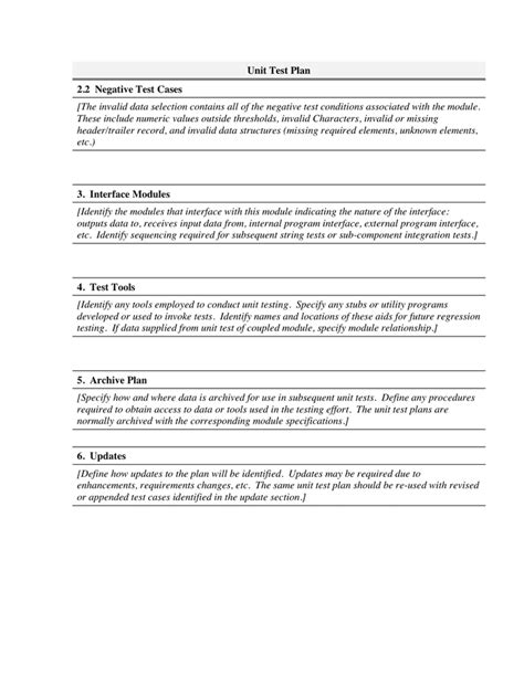 Unit Test Plan Template In Word And Pdf Formats Page 2 Of 2