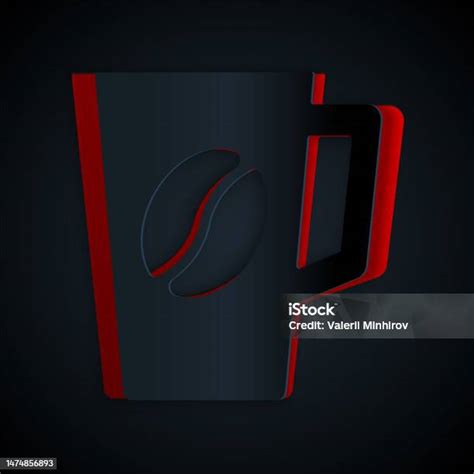 종이 컷 커피 컵 아이콘 검은 배경에 격리 차 컵 뜨거운 음료 커피 종이 아트 스타일 벡터 3차원 형태에 대한 스톡 벡터 아트 및 기타 이미지 Istock